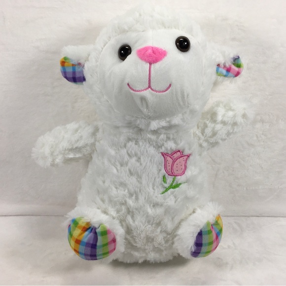 HUG & LUV | Toys | Hug Luv White Soft Stuffed Animal Lamb Plaid Ears ...